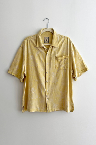 Vintage Silk Jacquard Soft Yellow Shirt | Urban Outfitters