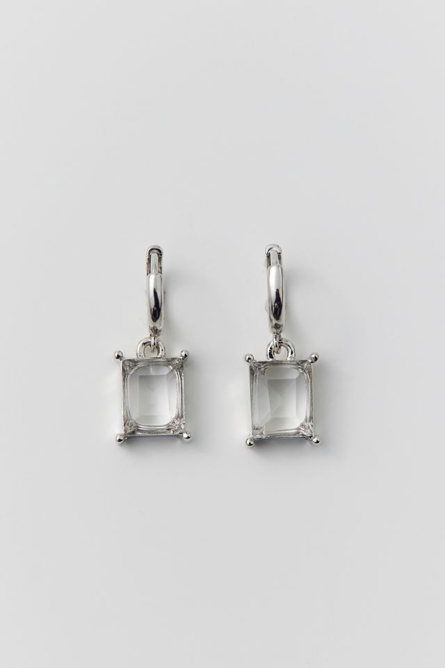 Micro Hoop Drop Gem Pendant Earring | Urban Outfitters