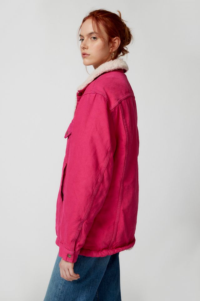 Urban Renewal Remade Overdyed Branded Fleece-Lined Denim Jacket | Urban ...