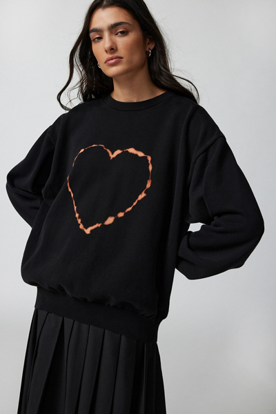 Urban Renewal Remade Bleached Heart Oversized Sweater | Urban Outfitters
