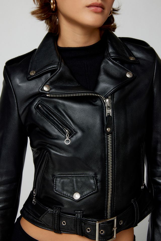 Schott Perfecto Leather Cropped Moto Jacket | Urban Outfitters