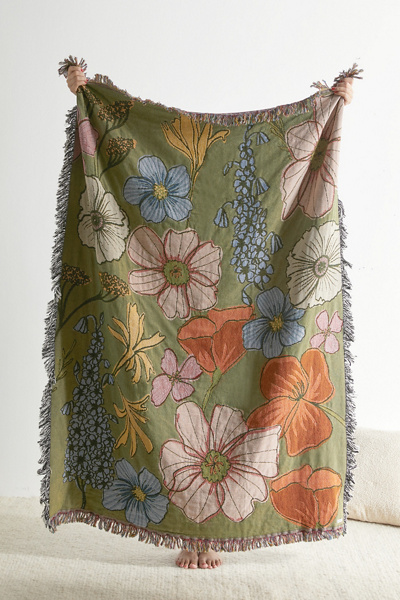 Calhoun & Co. Wild Flowers Tapestry Throw Blanket | Urban Outfitters