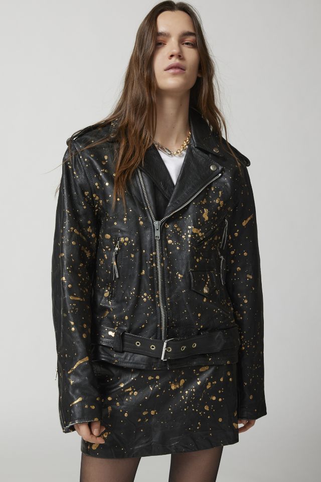 Urban Renewal Parties Remade Gold Splatter Leather Jacket | Urban ...