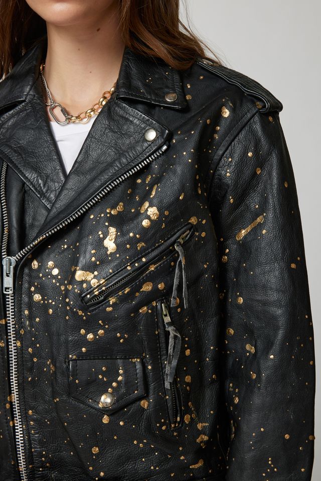 Urban Renewal Parties Remade Gold Splatter Leather Jacket | Urban ...