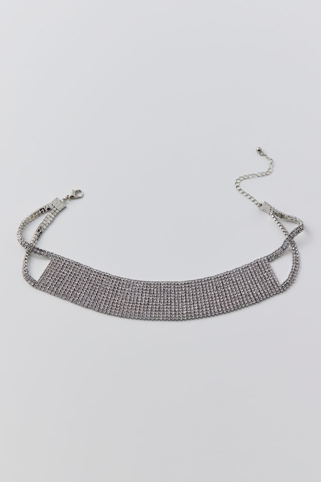 Statement Rhinestone Mesh Choker Necklace | Urban Outfitters