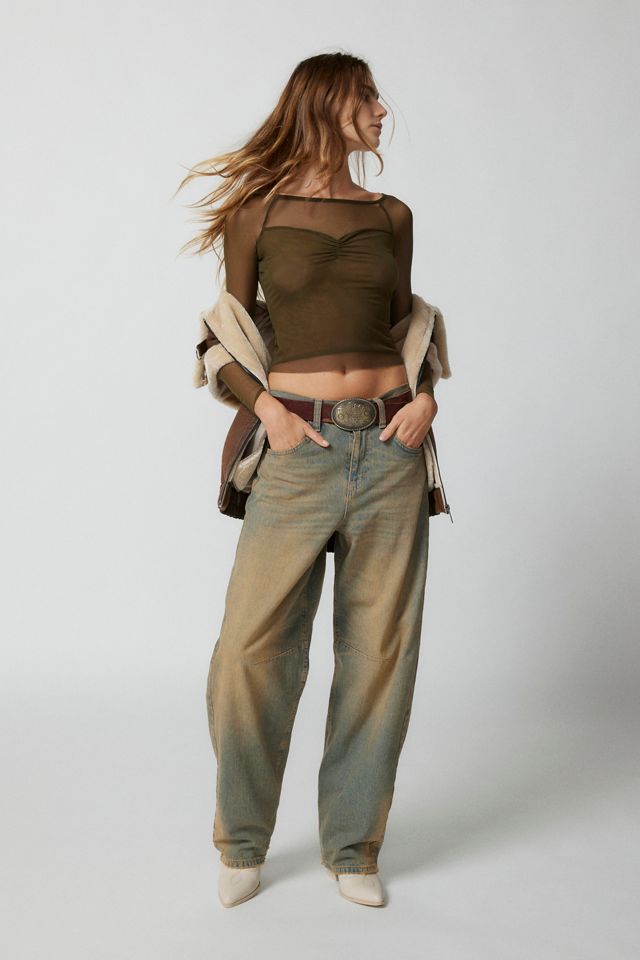 UO Mia Sheer Mesh Long Sleeve Top | Urban Outfitters Canada