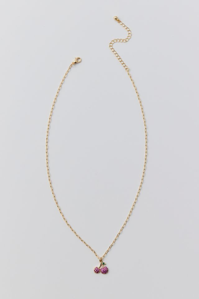 Delicate Rhinestone Cherry Neclace | Urban Outfitters Canada