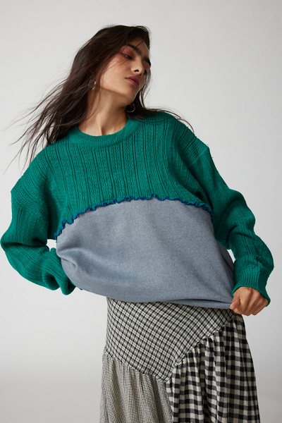 Urban Renewal Remade Spliced Fleece & Knit Sweater | Urban Outfitters