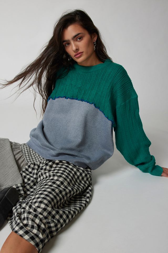 Urban Renewal Remade Spliced Fleece & Knit Sweater | Urban Outfitters