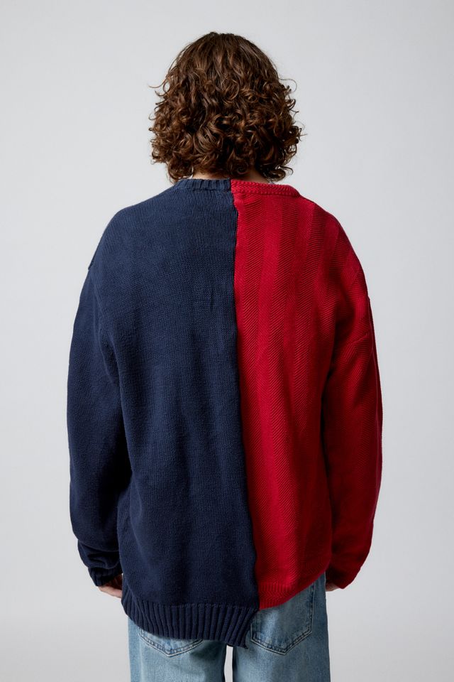 Urban Renewal Remade Uneven Splice Crew Neck Sweater | Urban Outfitters