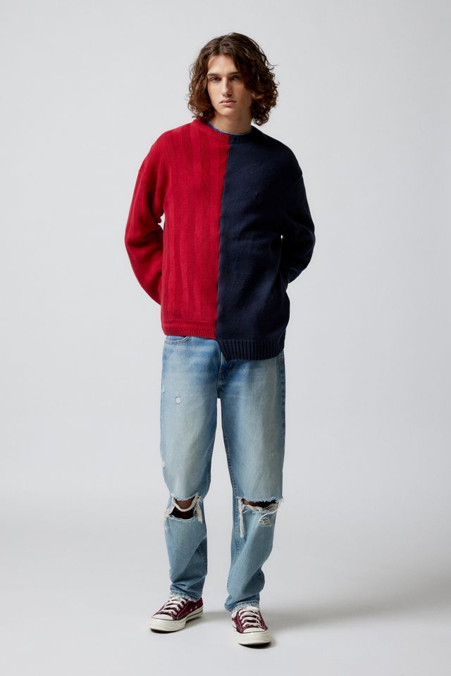 Urban Renewal Remade Uneven Splice Crew Neck Sweater | Urban Outfitters