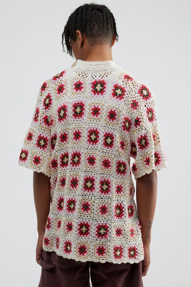 Raga Man Pratyush Crochet Button-Down Shirt | Urban Outfitters Canada