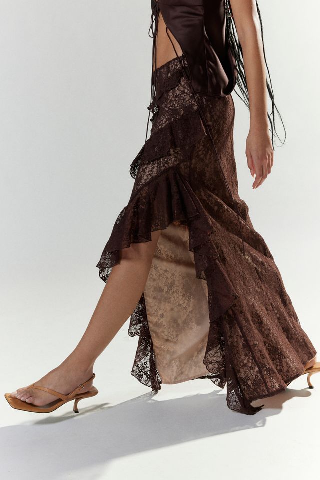 Rare London Lace Ruffle Maxi Skirt | Urban Outfitters Canada