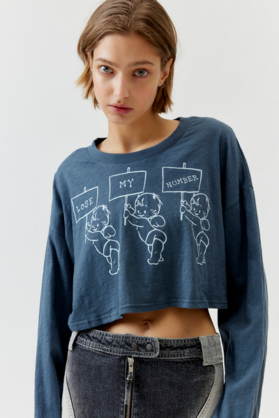 Boys Lie Read The Signs Cropped Long Sleeve Tee | Urban Outfitters Canada