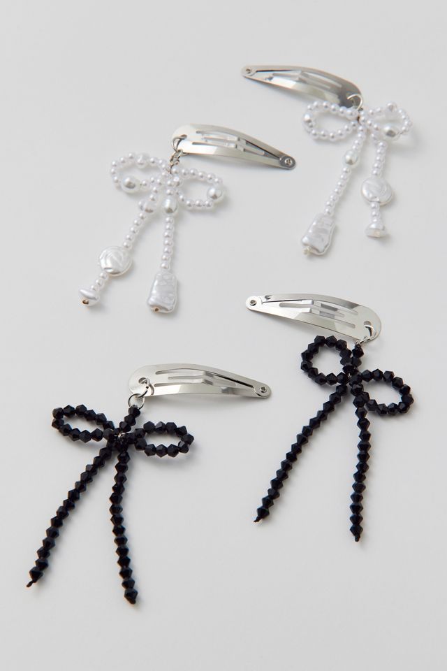 Beaded Bow Snap Clip Set | Urban Outfitters