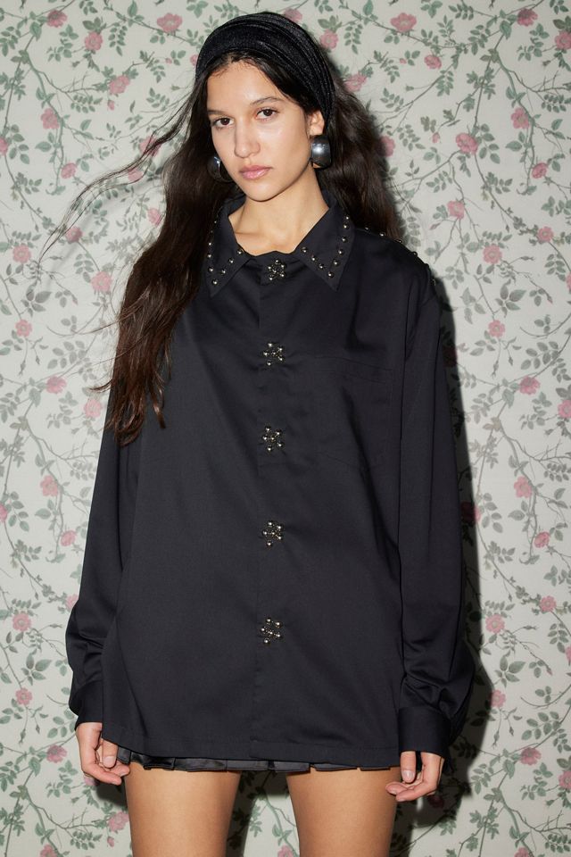Sister Jane Jean Studded Button-Down Shirt | Urban Outfitters