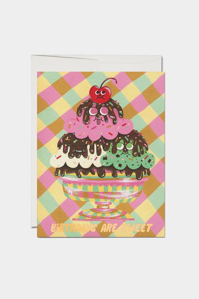 Red Cap Birthday Sundae Greeting Card | Urban Outfitters