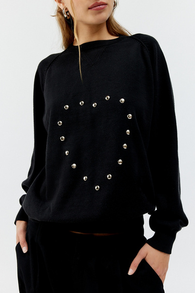 Urban Renewal Remade Heart Stud Crew Neck Sweater | Urban Outfitters