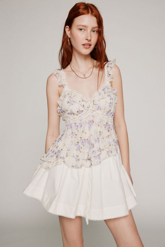 Love Shack Fancy Kazu Floral Chiffon Tank Top | Urban Outfitters