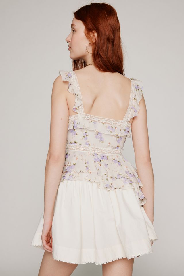 Love Shack Fancy Kazu Floral Chiffon Tank Top | Urban Outfitters