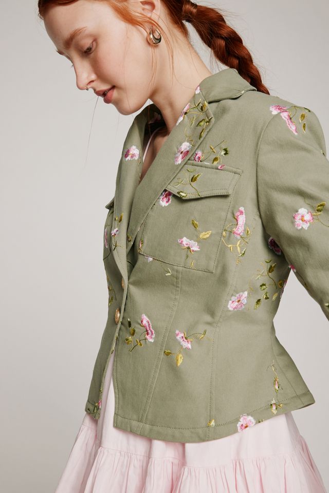 LoveShackFancy Dolisa Embroidered Utility Jacket | Urban Outfitters