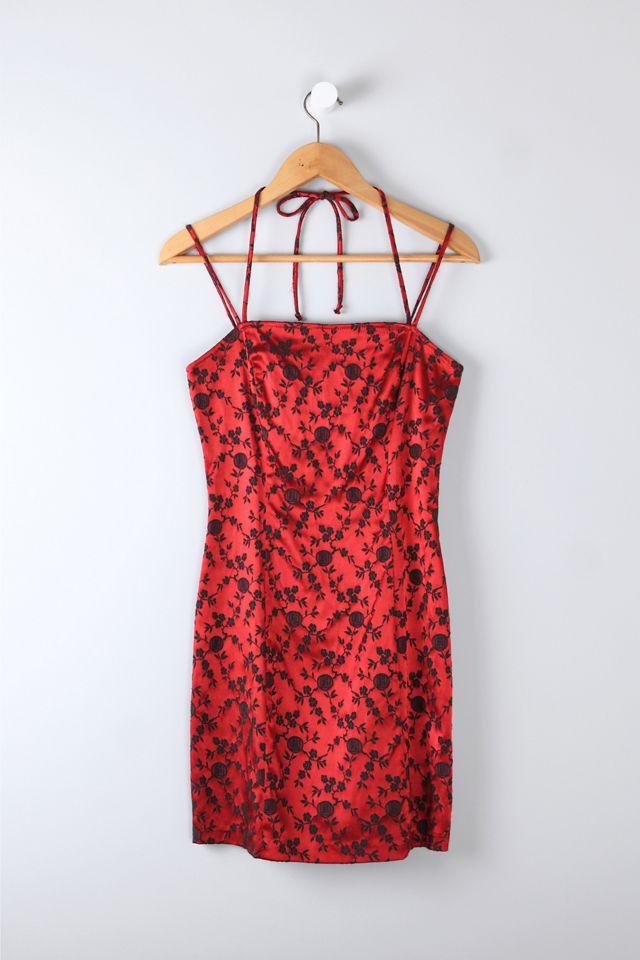 Vintage Y2k Red Satin Strappy Mini Dress | Urban Outfitters
