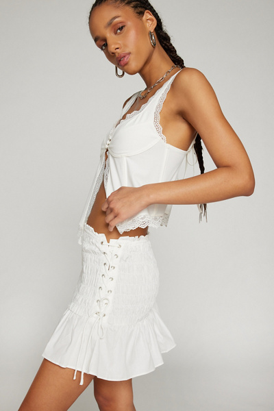 Glamorous Ruched Flounce Mini Skirt | Urban Outfitters