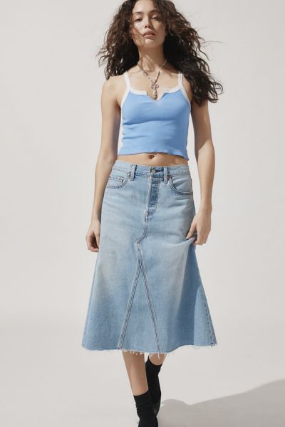 Levi's® Deconstructed High Rise A-Line Midi Skirt | Urban Outfitters