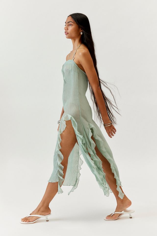 Basic Pleasure Mode Lithium Ruffle Slip Dress | Urban Outfitters