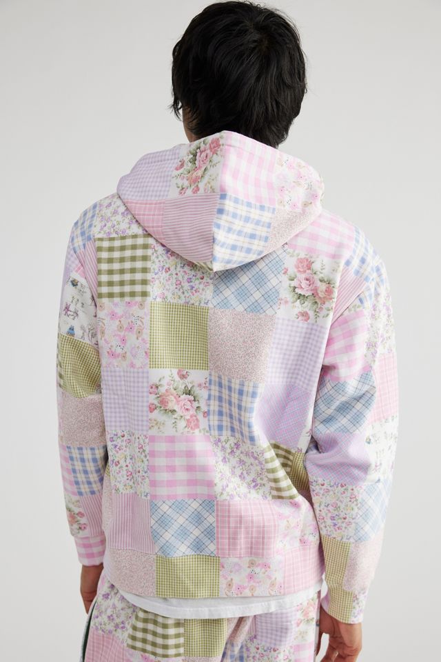 Teddy Fresh Quilt Print Full-Zip Hoodie Sweatshirt | Urban Outfitters
