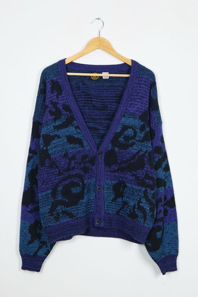 Vintage Purple Pattern Cardigan Sweater | Urban Outfitters