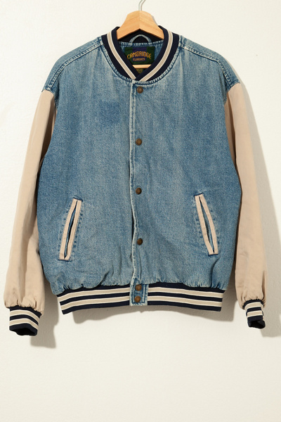 Vintage 1990s Denim Cotton Lettermans Bomber Jacket | Urban Outfitters