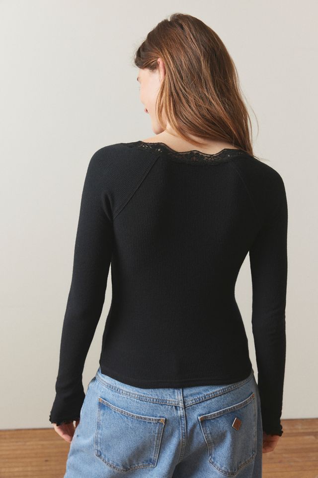 Out From Under Diana Layering Lace-Trim Henley Top | Urban Outfitters
