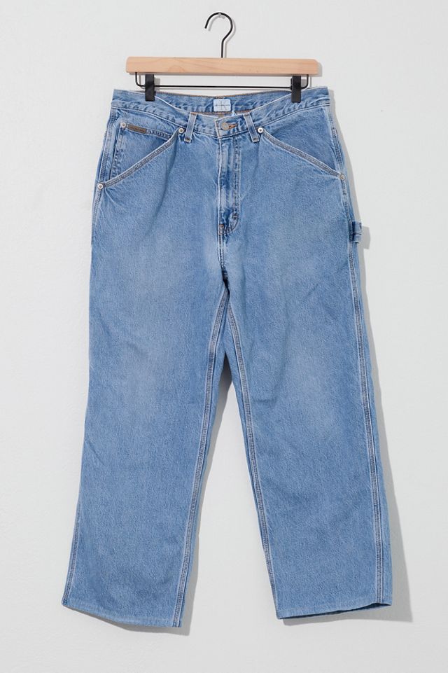 Vintage 1990s Distressed Calvin Klein Light Wash Work Jeans | Urban ...