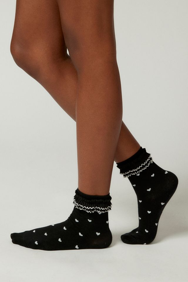 Heart Ruffle Crew Sock | Urban Outfitters