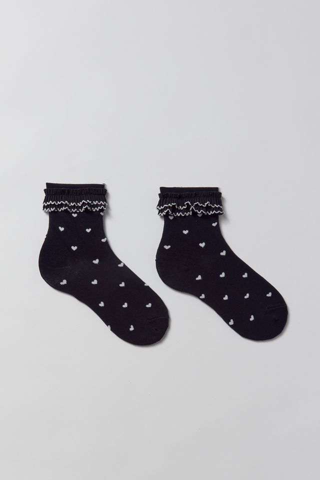 Heart Ruffle Crew Sock | Urban Outfitters