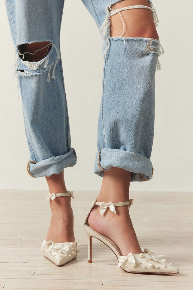 Azalea Wang Adelia Embellished Satin High Heel | Urban Outfitters
