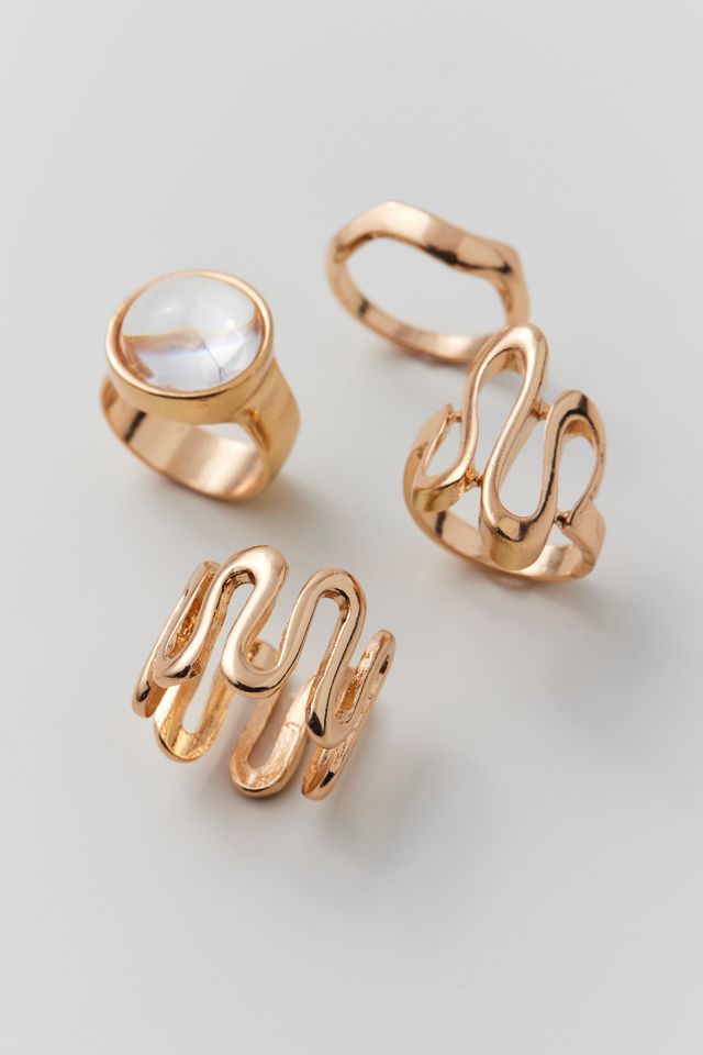 Zuri Modern Metal Ring Set | Urban Outfitters