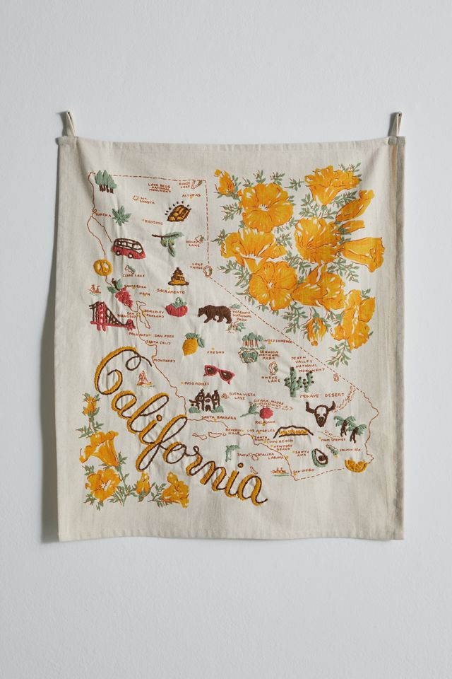 Embroidered Map Tapestry | Urban Outfitters Canada