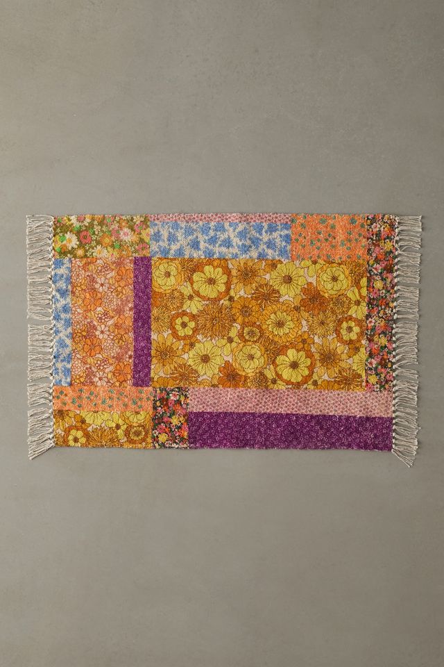 Vera Floral Patchwork Printed Rug | Urban Outfitters
