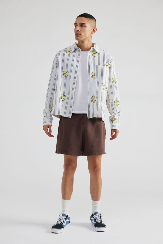 BDG Striped Embroidered Lemon Shirt | Urban Outfitters