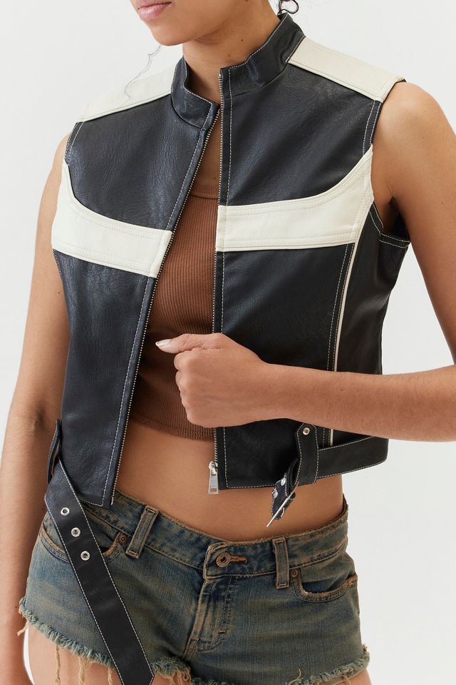 UO Jordan Cropped Moto Vest | Urban Outfitters