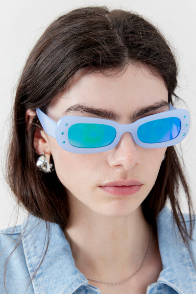 Gem Rounded Rectangle Sunglasses | Urban Outfitters