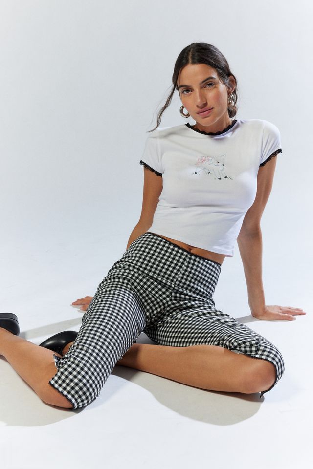 Motel Zyzy Lamb Lace Ringer Baby Tee | Urban Outfitters