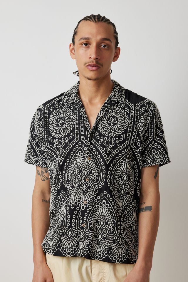 Raga Man Aarush Embroidered Short Sleeve Button-Down Shirt | Urban ...