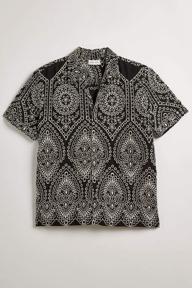 Raga Man Aarush Embroidered Short Sleeve Button-Down Shirt | Urban ...