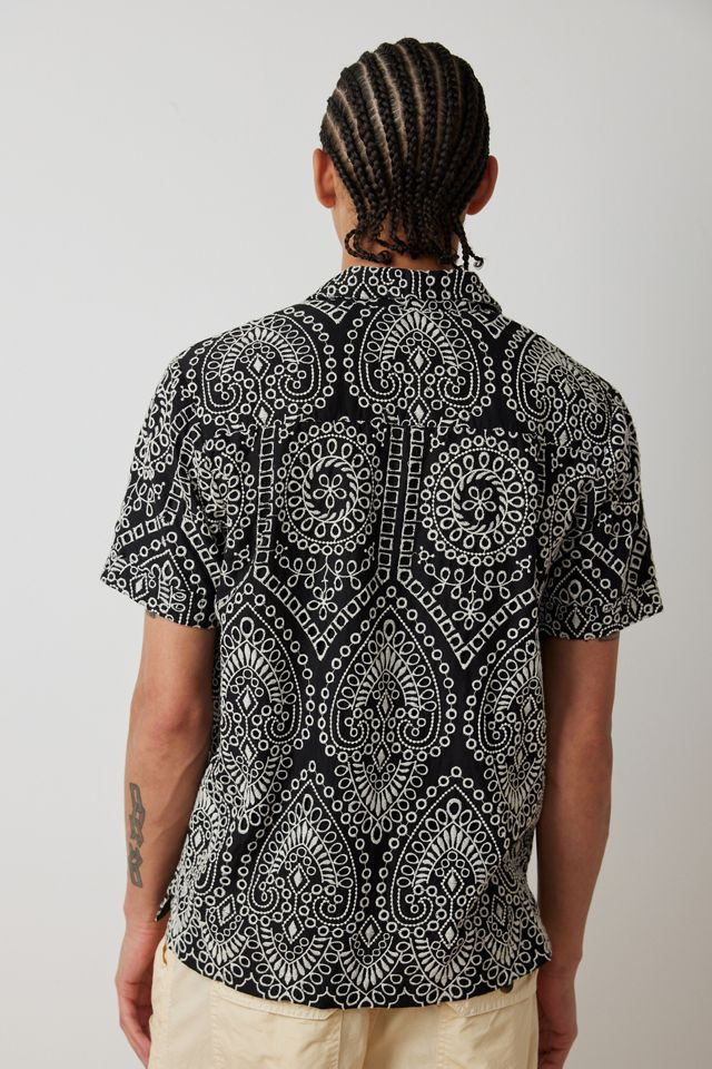 Raga Man Aarush Embroidered Short Sleeve Button-Down Shirt | Urban ...