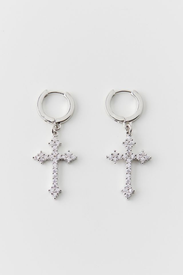 Iced Cross Hoop Earring | Urban Outfitters
