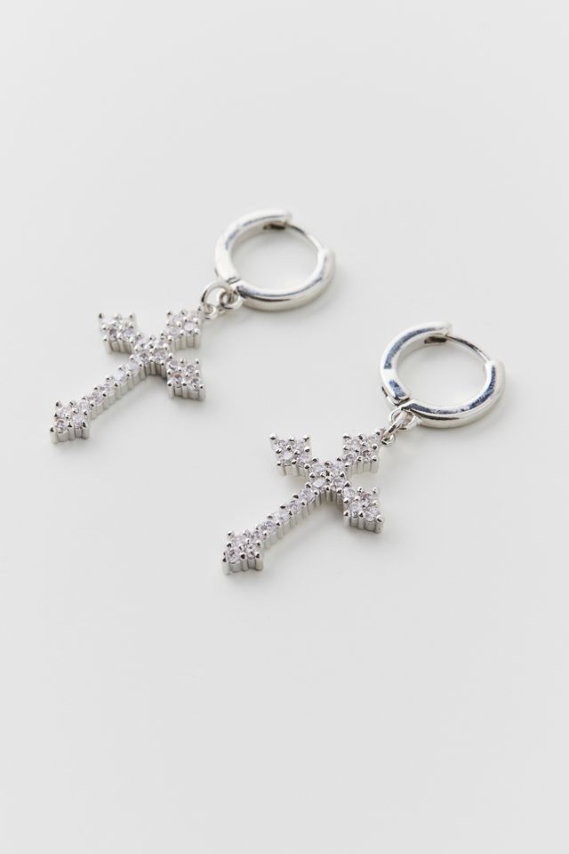 Iced Cross Hoop Earring | Urban Outfitters