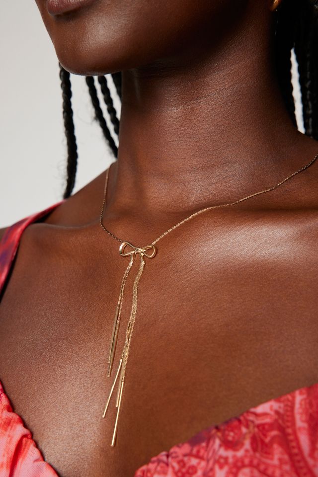 Delicate Fringe Bow Necklace | Urban Outfitters